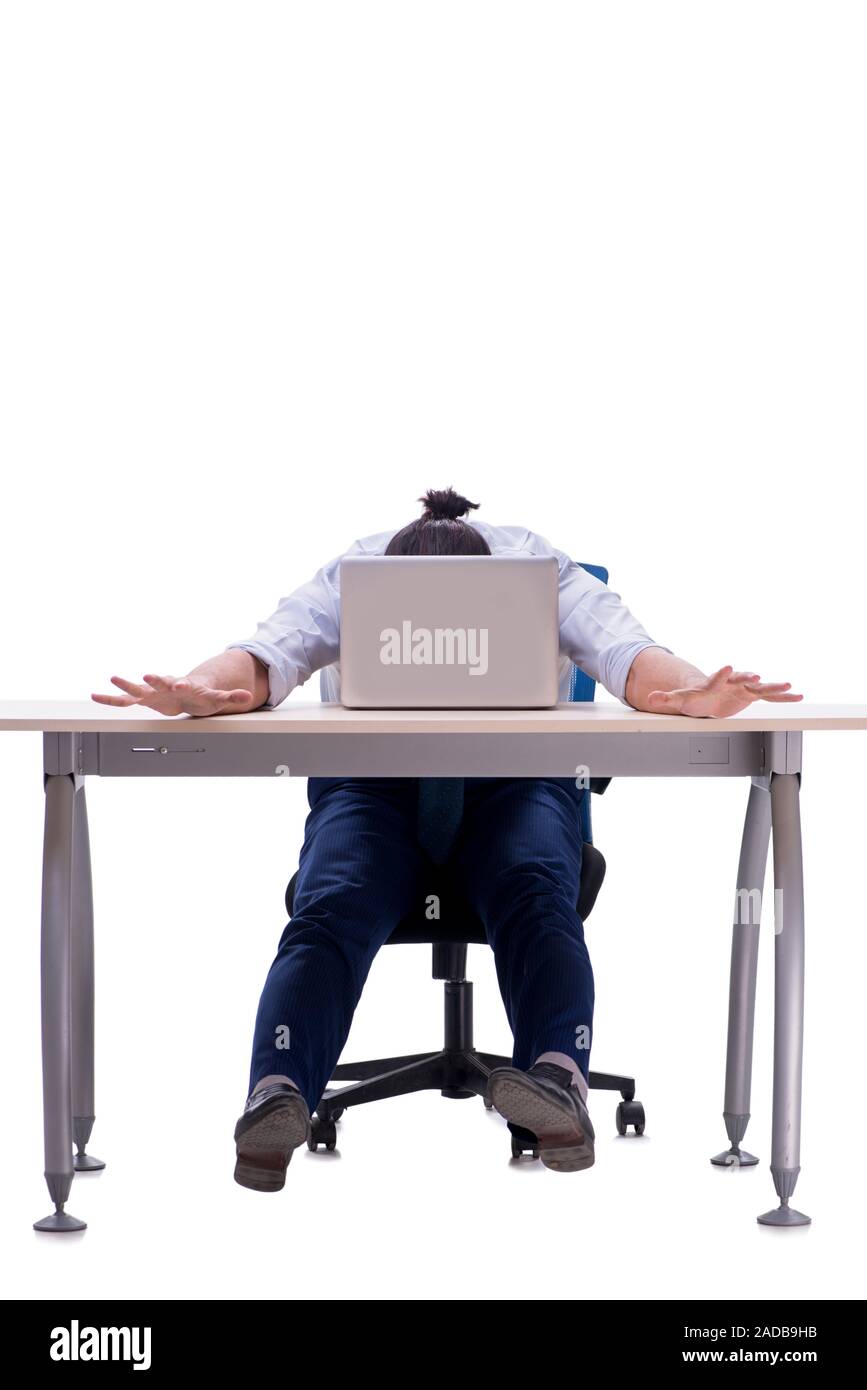 Employee working isolated on white background Stock Photo - Alamy