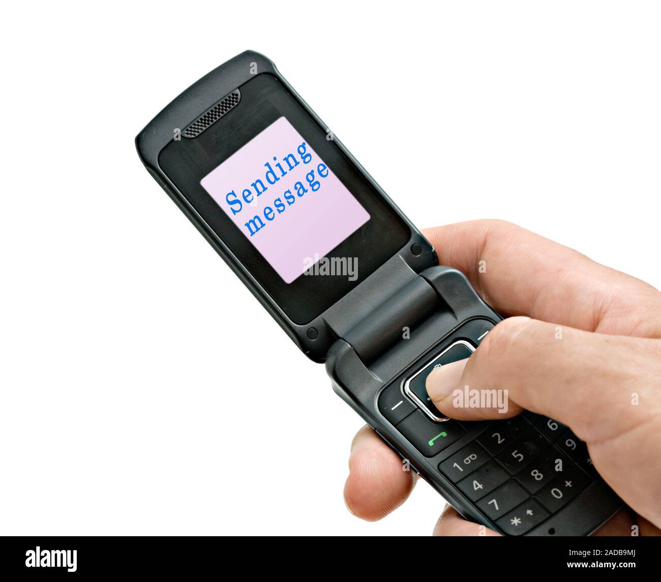 Mobile phone with "sending message" label on its screen Stock Photo - Alamy