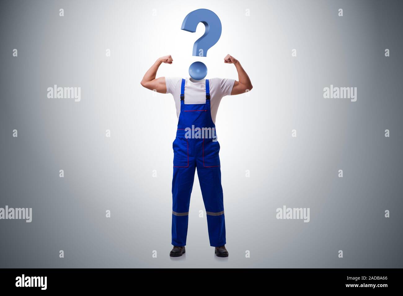 Worker with question mark instead of head hi-res stock photography and ...