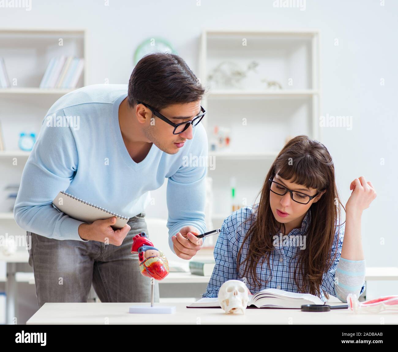 Two medical students studying in classroom Stock Photo - Alamy