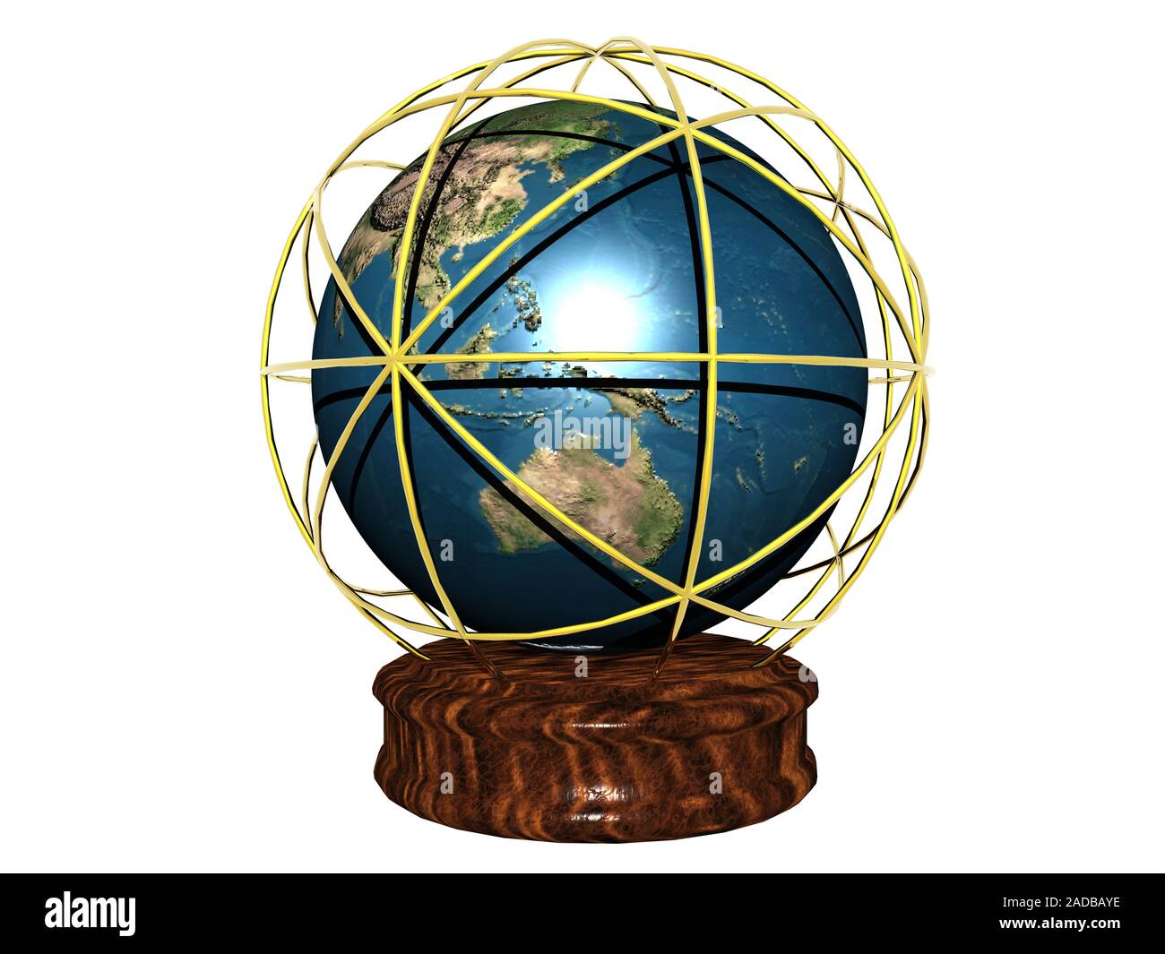 World globe with golden grid Stock Photo - Alamy