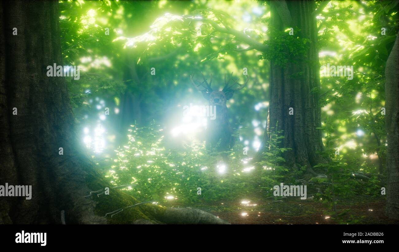 Great Red Deer in a Green Forest Stock Photo - Alamy
