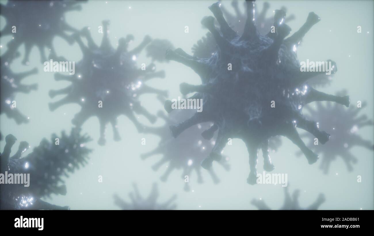 Bacteria virus or germs microorganism cells under microscope with depth ...