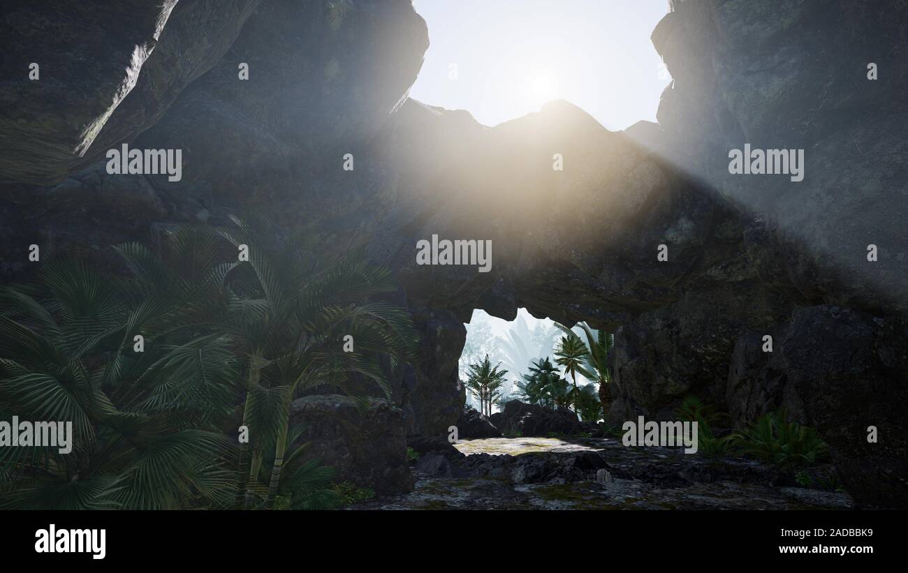 Sunlight through the chimney cave in Thailand Stock Photo - Alamy