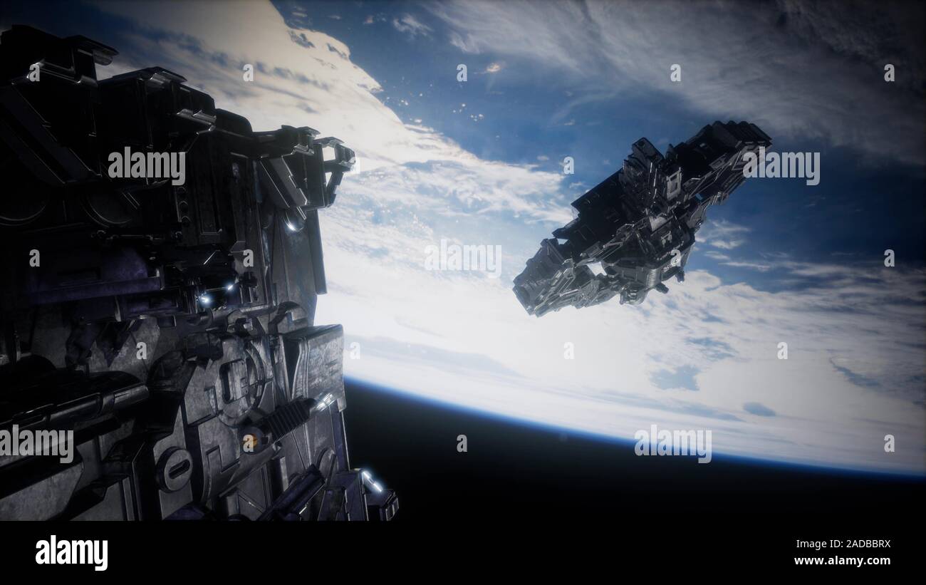 Alien Spaceship Armada Nearing Earth Stock Photo - Alamy