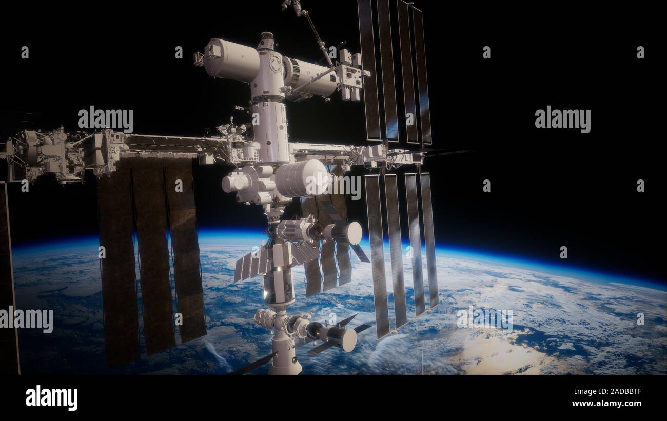International Space Station in outer space over the planet Earth Stock Photo - Alamy