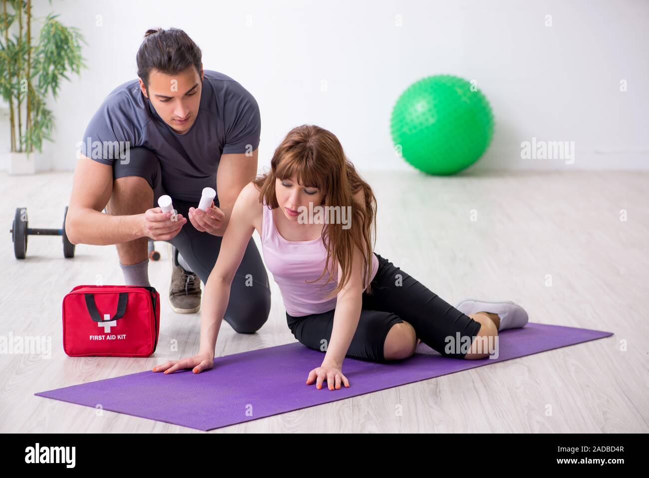 Young woman feeling bad during training in first aid concept Stock ...