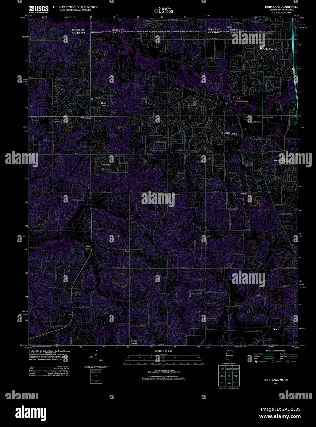 Horn lake map hi-res stock photography and images - Alamy