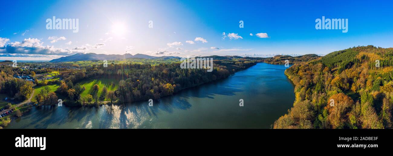 aerial panoramic view of castlewellan lake area ,Northern Ireland Stock ...