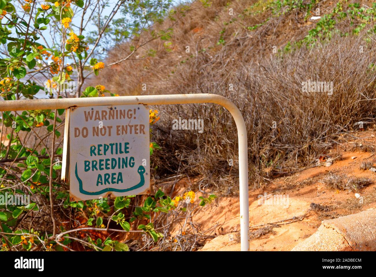 Reptile breeding area sign, Broome, West Kimberley, Western Australia ...