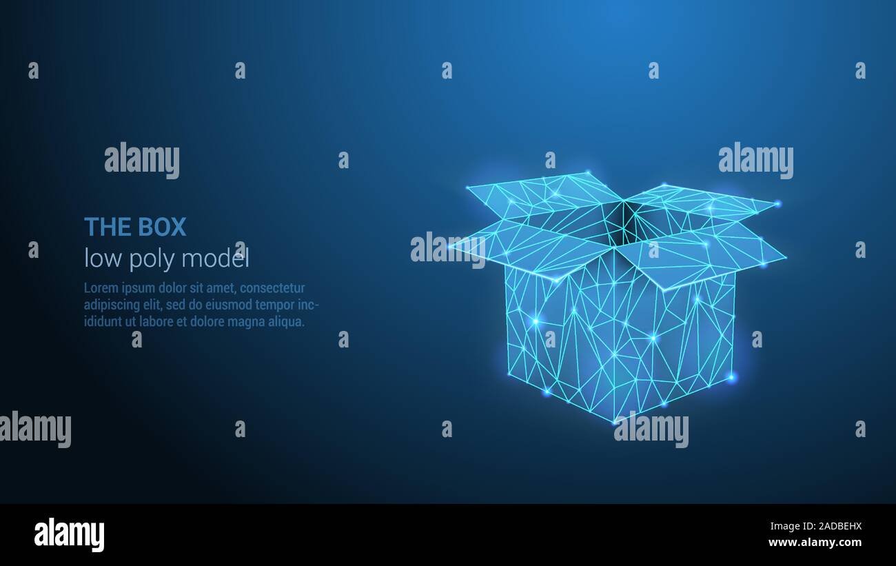 THE BOX - Abstract Low Poly Open Box in Trendy Style Design Stock ...