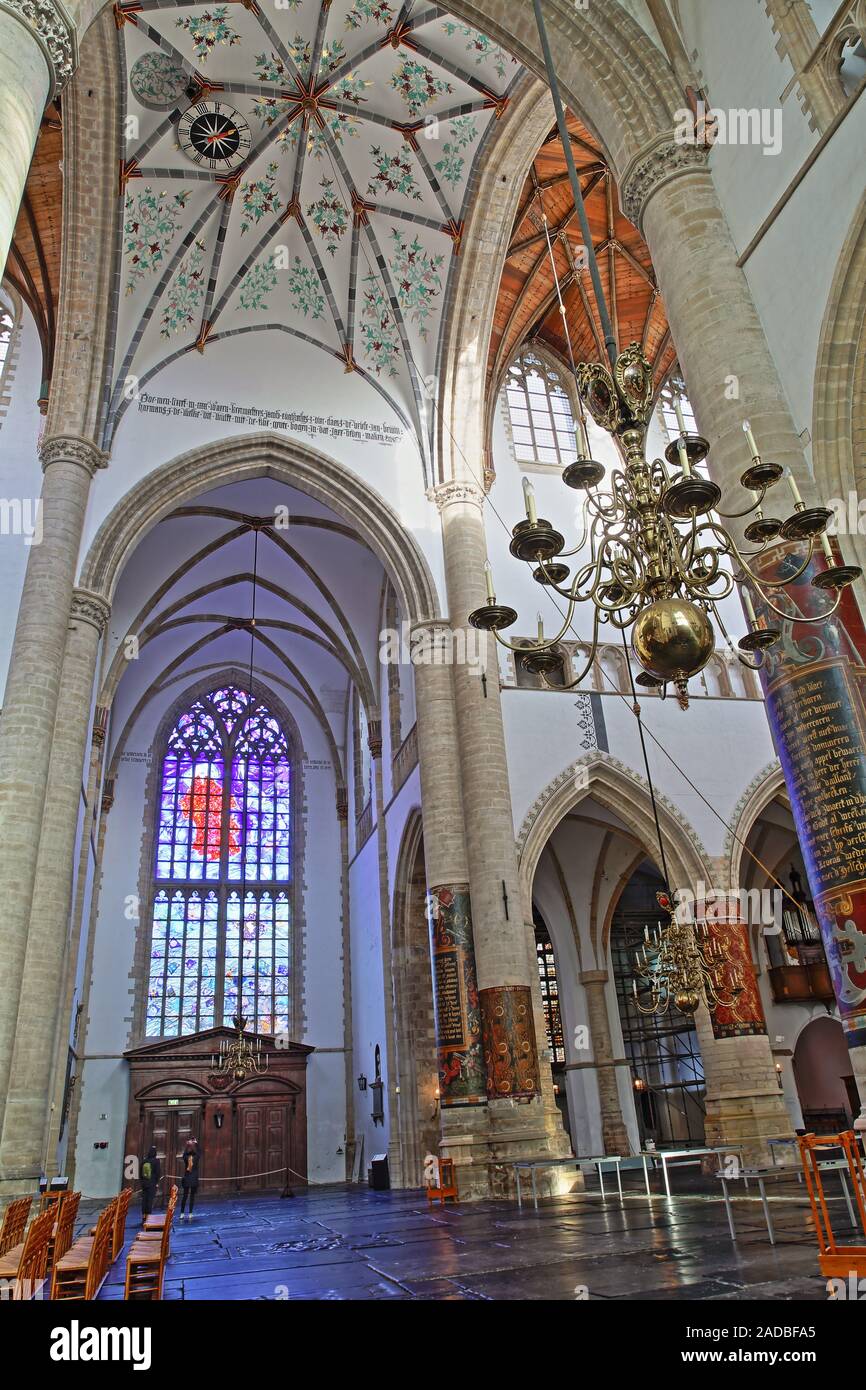 HAARLEM, NETHERLANDS - NOVEMBER 29, 2019: The interior of St Bavokerk ...