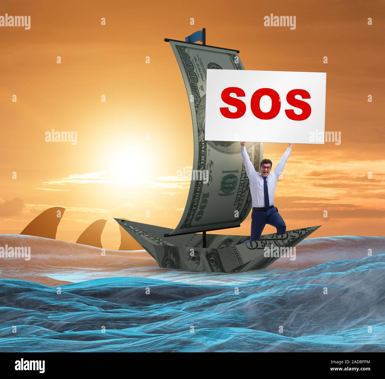 Businessman asking help sos hi-res stock photography and images - Alamy