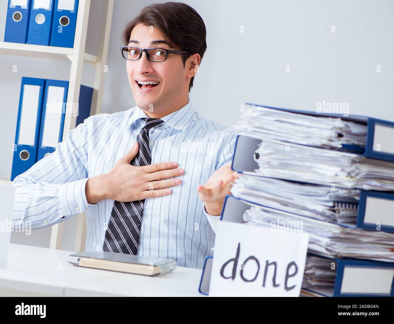 Excited businessman showing report hi-res stock photography and images ...