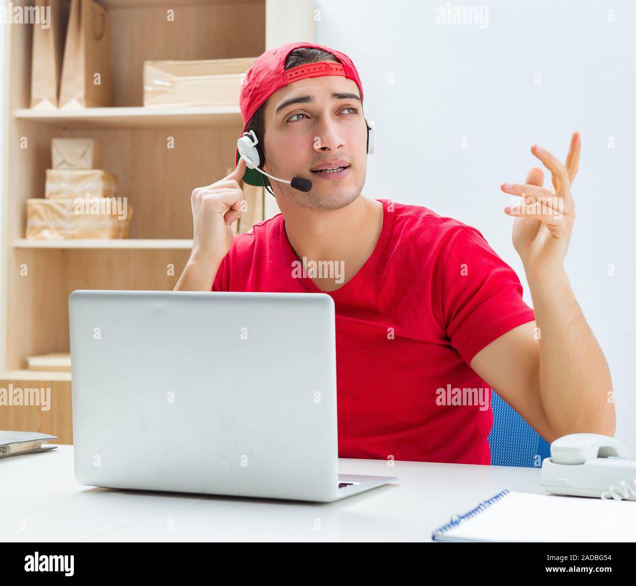 The call center worker at parcel distribution center in post off Stock ...