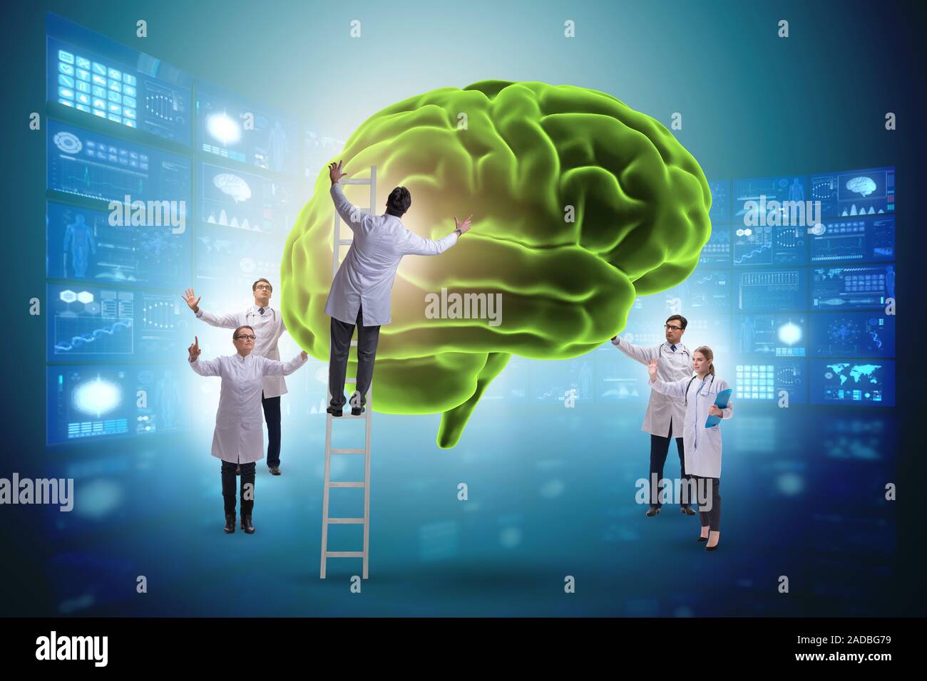 Team of doctors examining human brain Stock Photo - Alamy