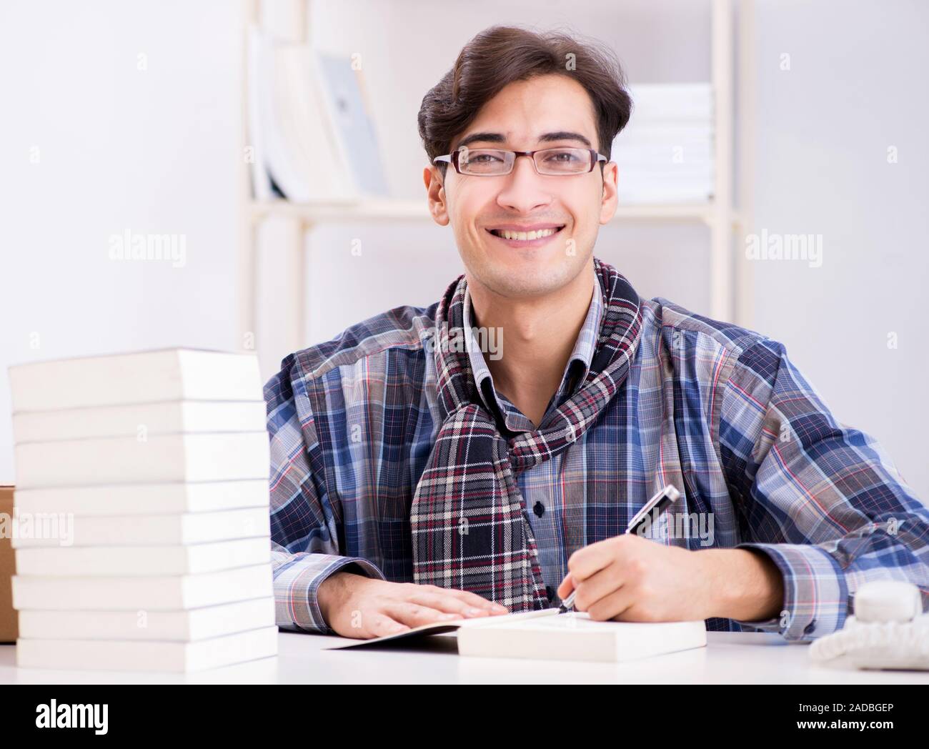 Writer presenting his books to public Stock Photo - Alamy