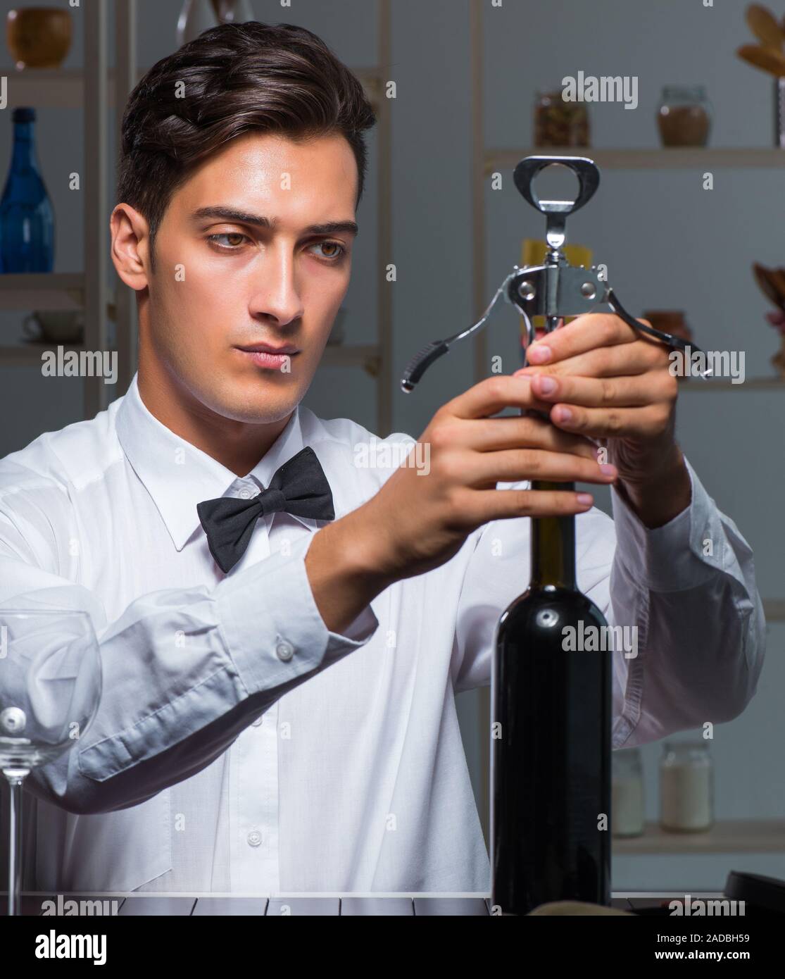 The professional sommelier tasting wine in restaurant Stock Photo - Alamy