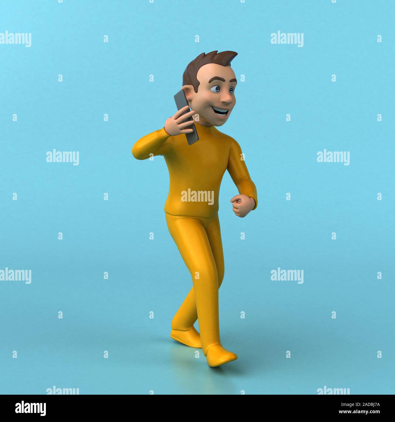 Fun 3D cartoon yellow character Stock Photo - Alamy