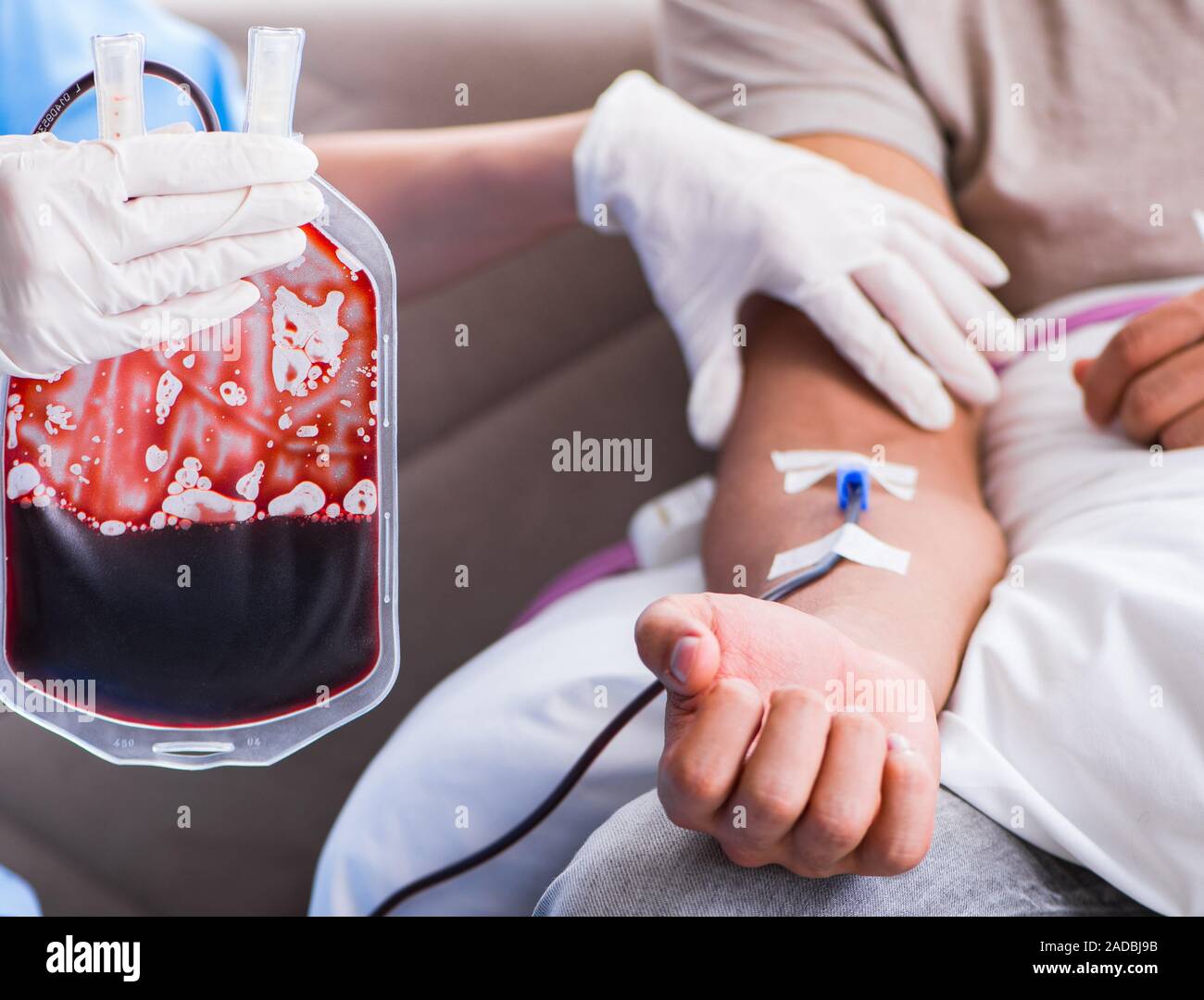 Patient getting blood transfusion in hospital clinic Stock Photo - Alamy