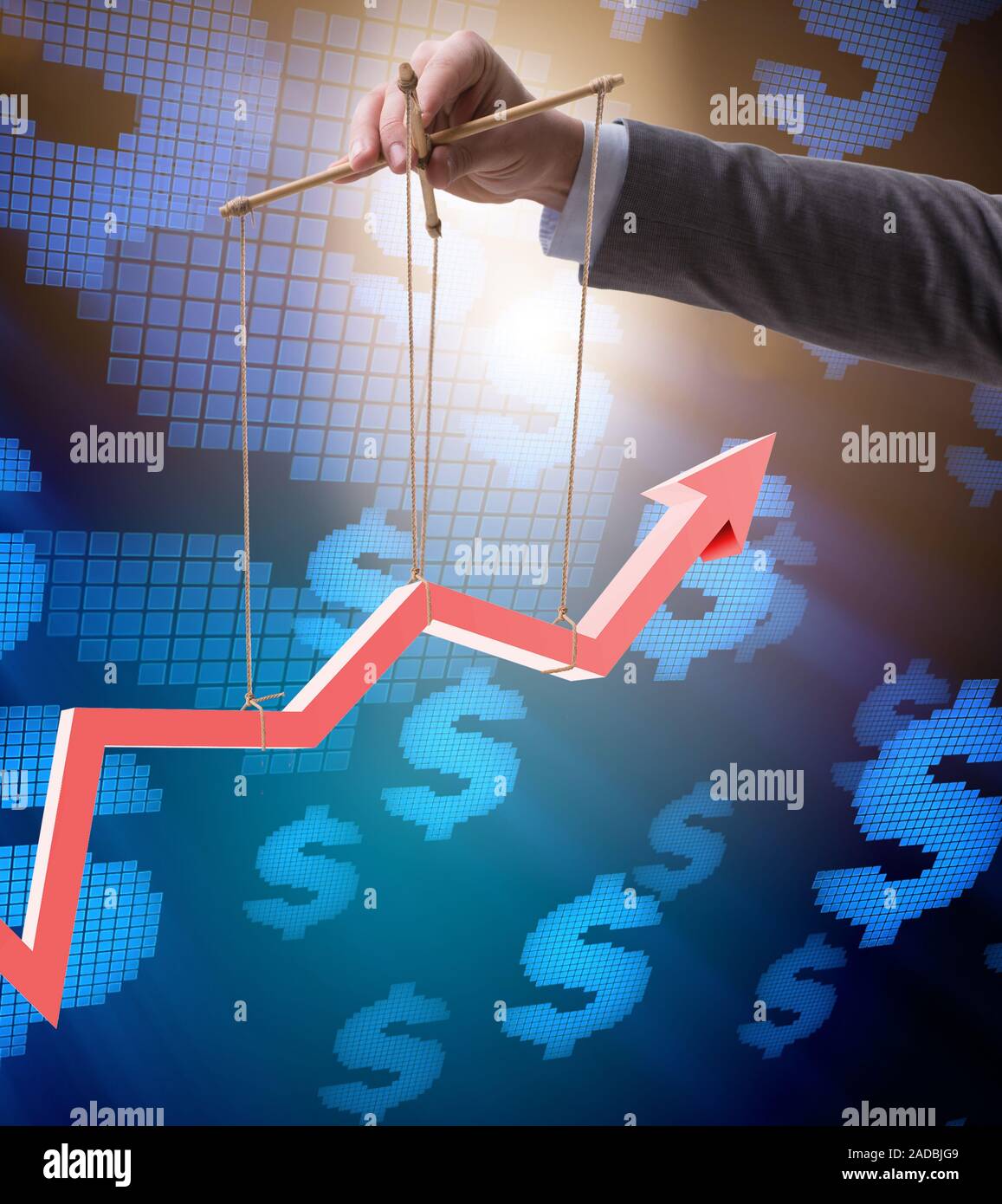 Hand supporting the growth chart line Stock Photo - Alamy