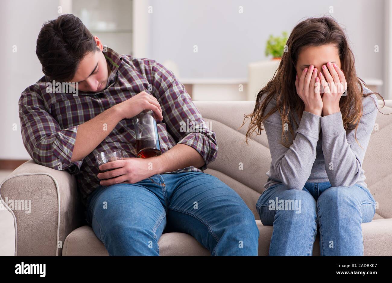 Drinking problem drunk husband man in a young family concept Stock ...