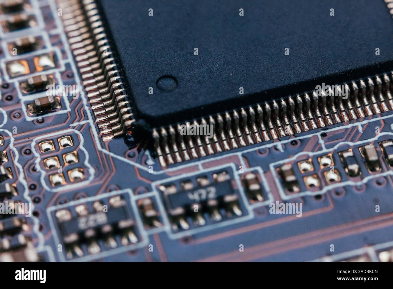 Circuit board repair. Electronic hardware modern technology. Motherboard digital personal ...