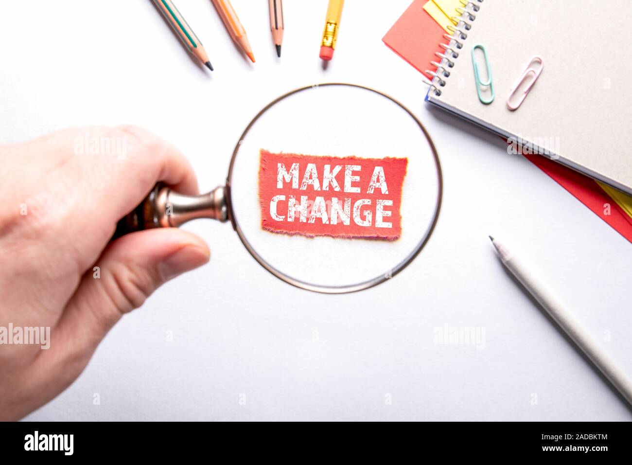 Make a change. Project, plans, trends and sales concept. Man's hand ...