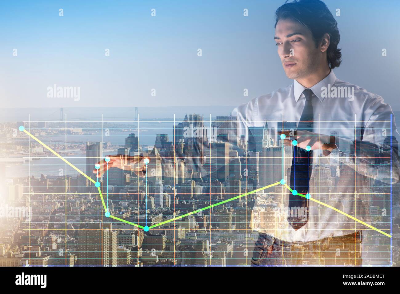 Businessman controlling the market with strings Stock Photo - Alamy
