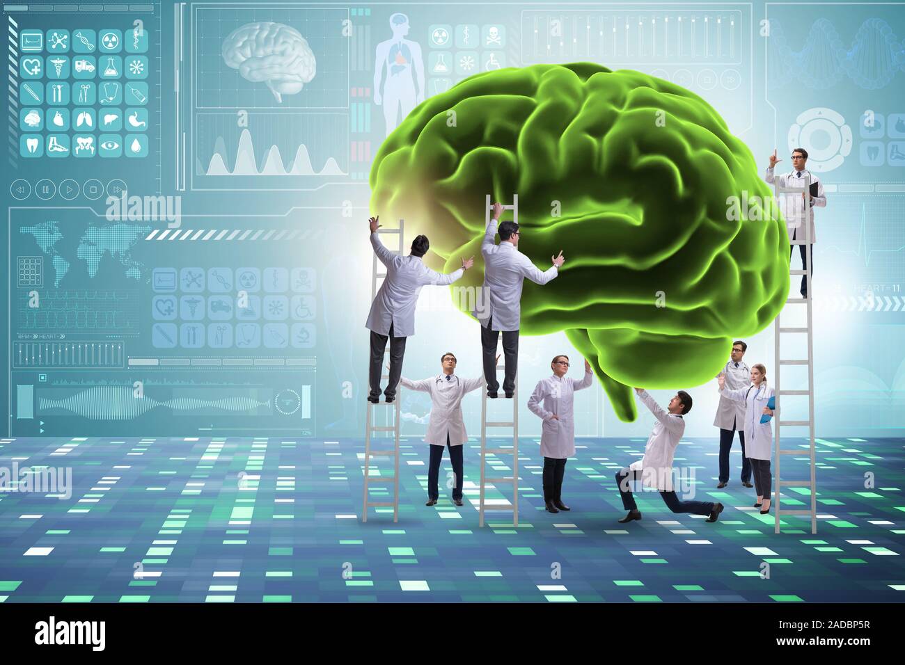 Team of doctors examining human brain Stock Photo - Alamy