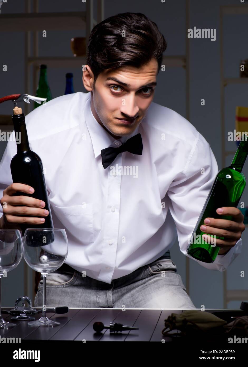 The professional sommelier tasting wine in restaurant Stock Photo - Alamy