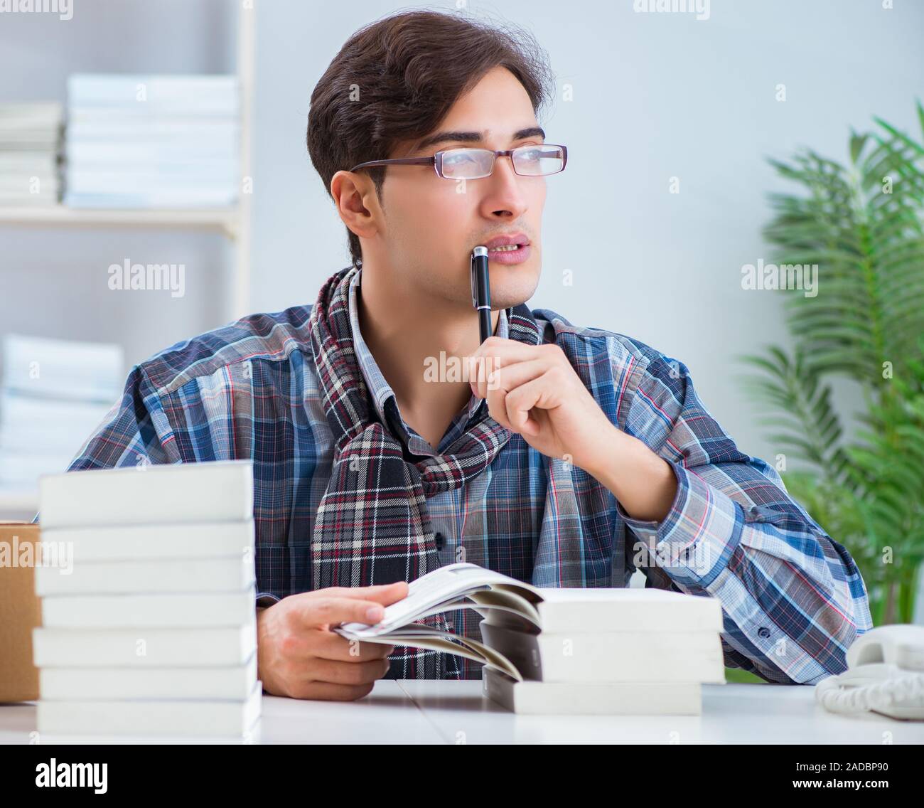 Writer presenting his books to public Stock Photo - Alamy