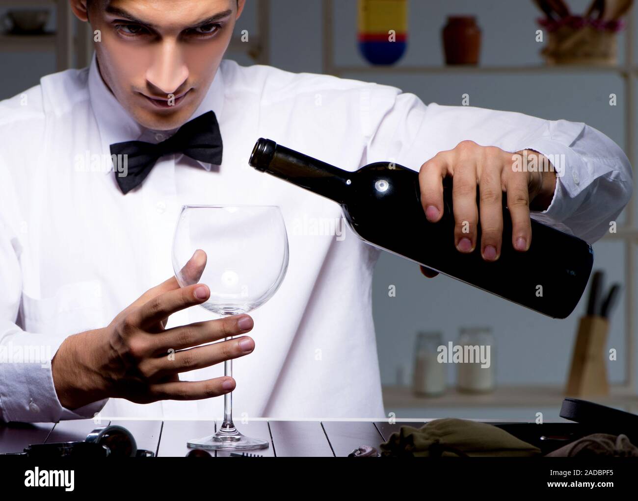 Professional sommelier tasting wine in restaurant Stock Photo - Alamy