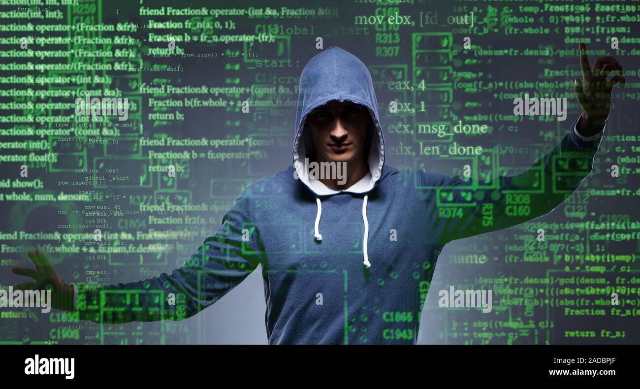 Young hacker in cyber security concept Stock Photo - Alamy