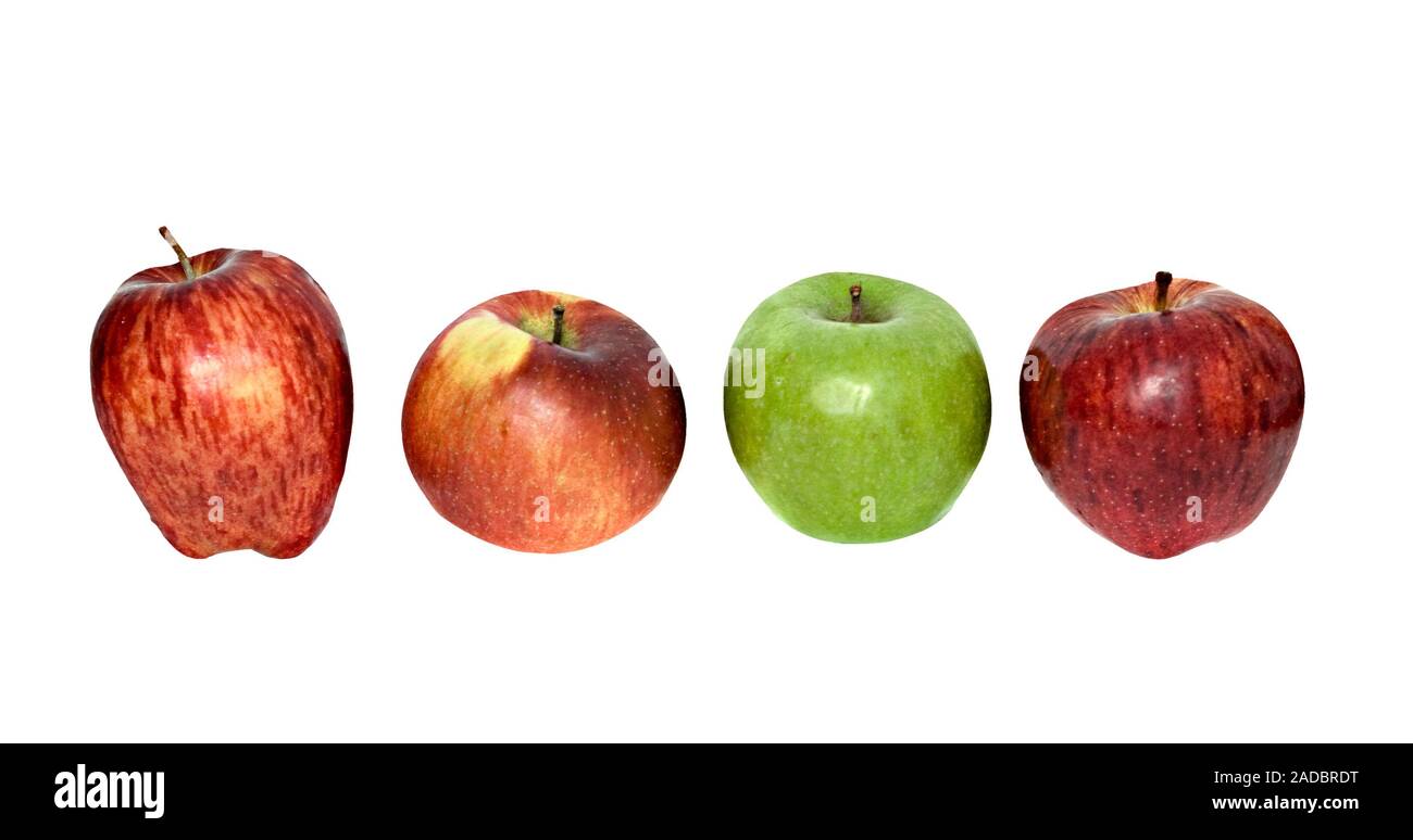 Four apples isolated on white background Stock Photo - Alamy