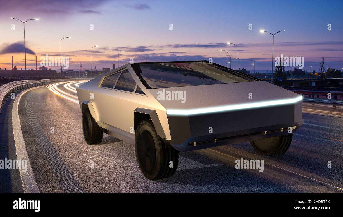 Tesla Cybertruck electric pick-up on the road Stock Photo - Alamy