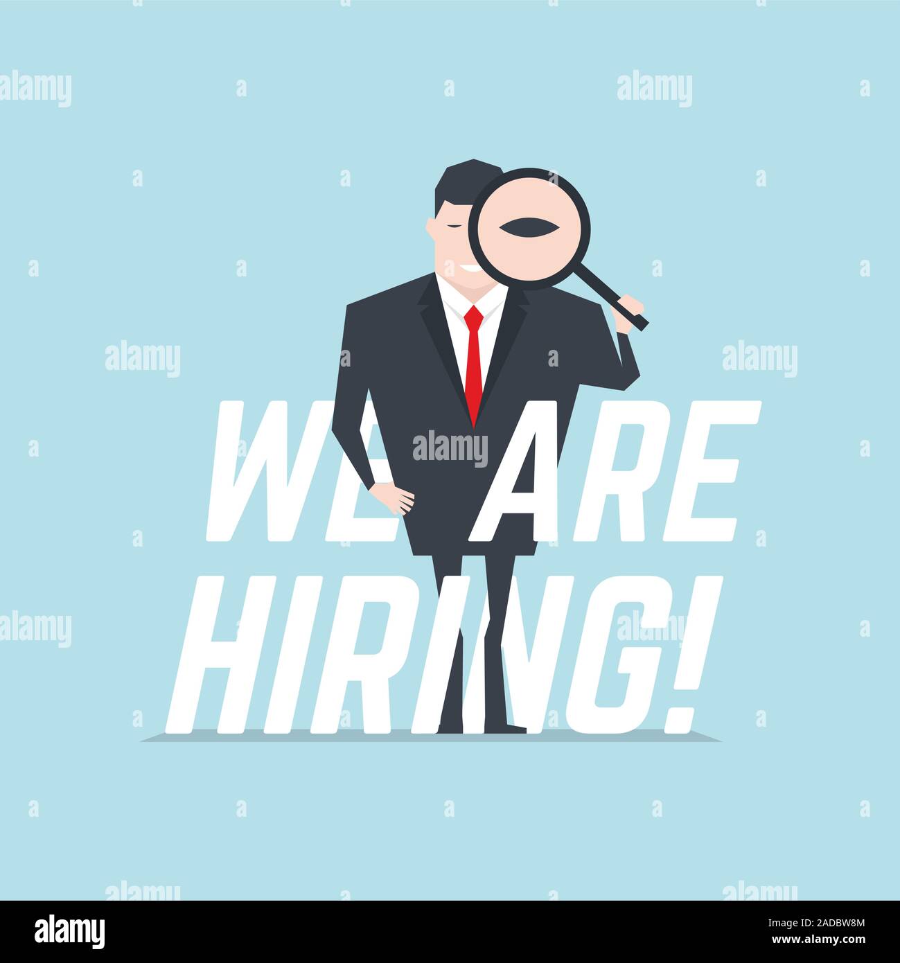 The businessman holding a magnifying glass and looking through a ...