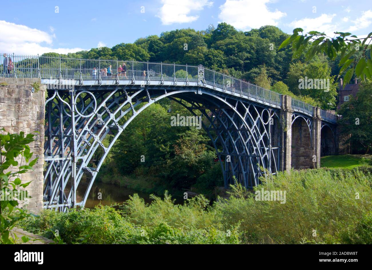 The western side of the Iron Bridge in the historic town of Ironbridge ...
