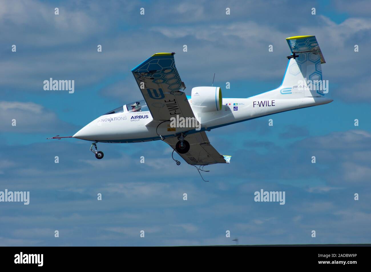 An electrically-powered E-Fan aircraft conducting a flying display at ...