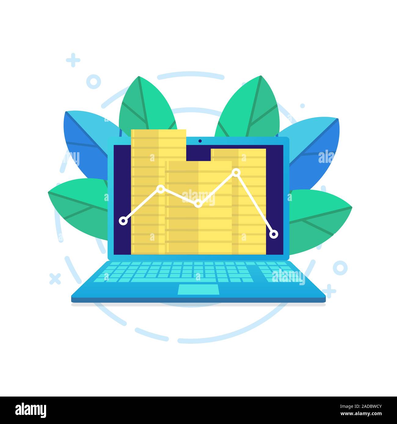 Financial graph on laptop Stock Vector Images - Alamy