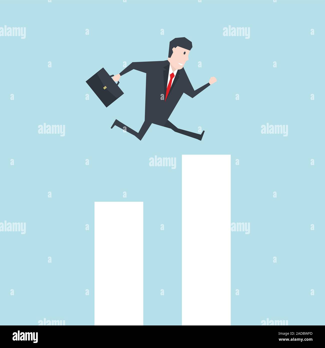 Businessman Jump Through The Gap In Growth Chart vector Stock Vector ...