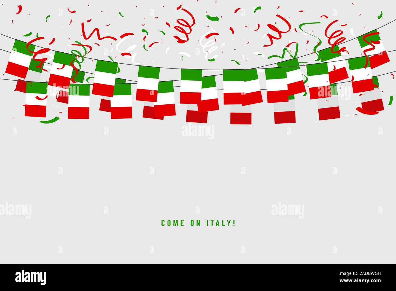 Italy garland flag with confetti on gray background, Hang bunting for ...
