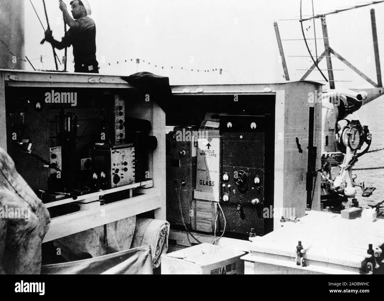 First ship radar test. View of the US Naval Research Laboratory's 200 ...