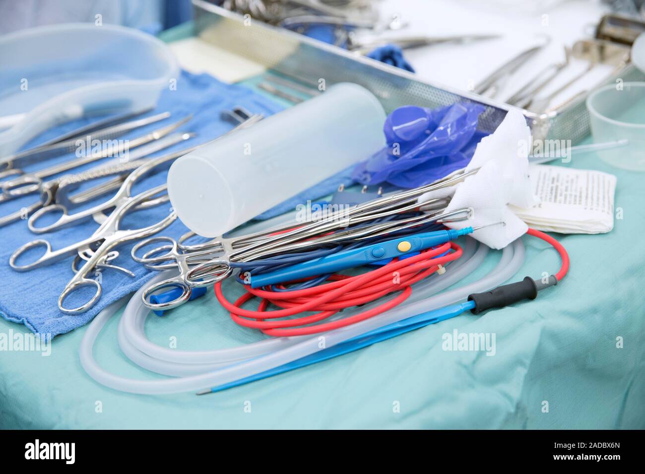 Surgical tools. Sterile surgical equipment ready for use in an ...