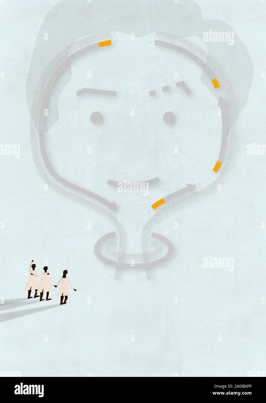 Discovery of discontinuous DNA. Computer illustration commemorating the ...