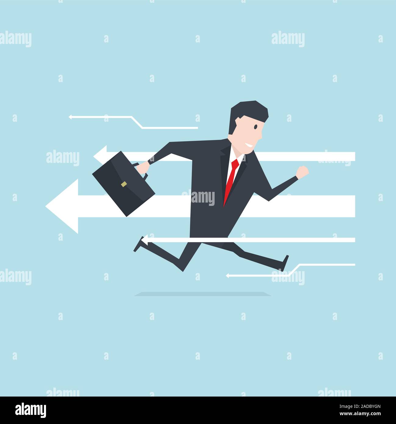 Businessman run opposite direction. Business Reverse Trend Stock Vector ...