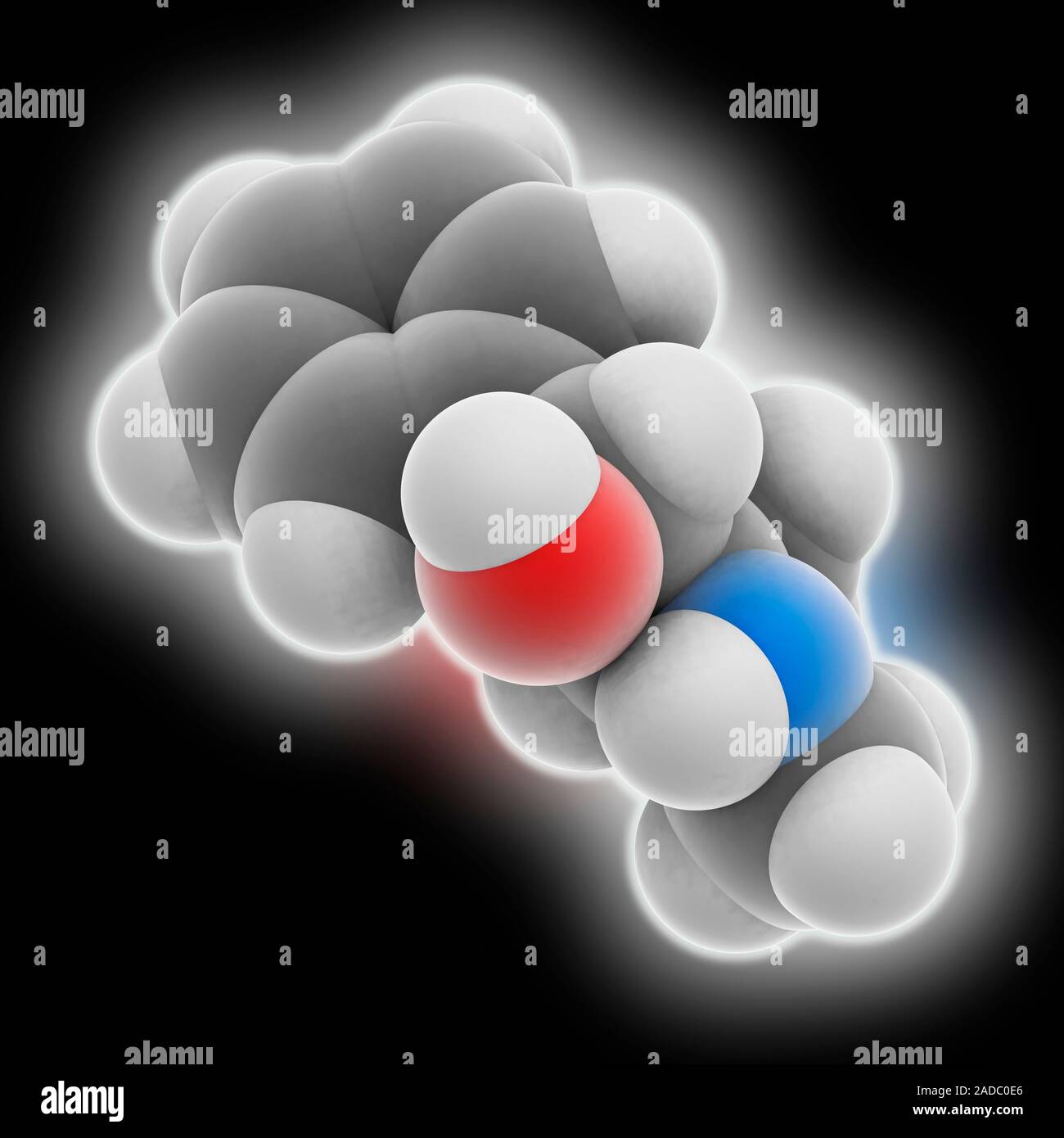 Ephedrine. Molecular model of the drug ephedrine (C10.H15.N.O). This ...