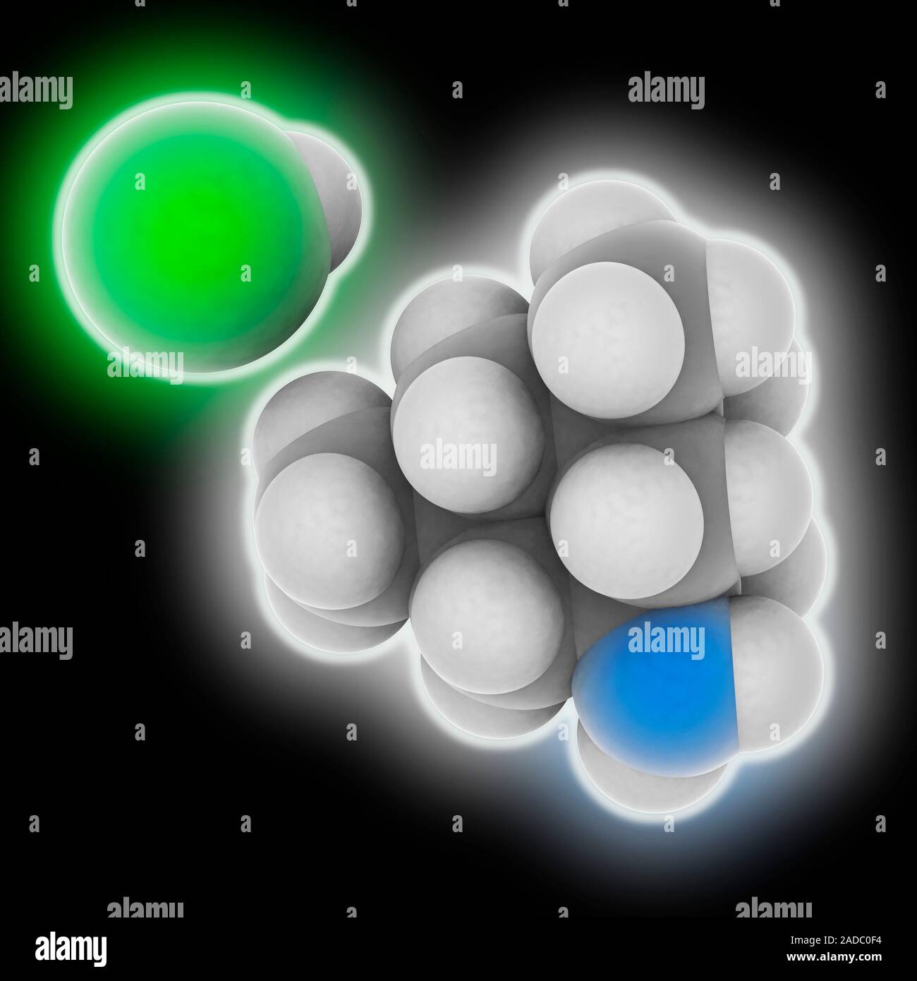 Memantine hydrochloride Molecular model of the drug memantine ...