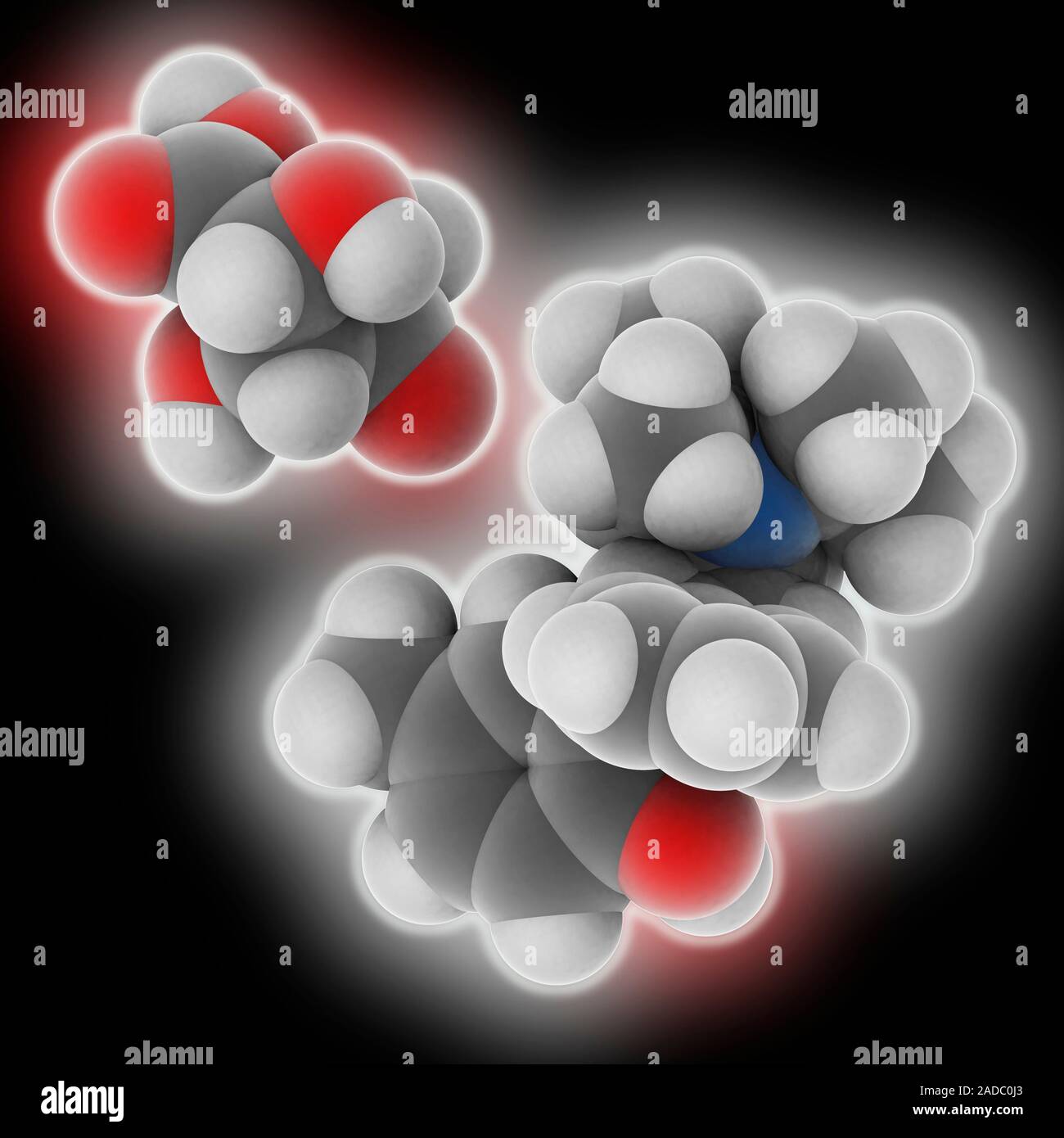 Tolterodine tartrate. Molecular model of the drug tolterodine tartrate ...