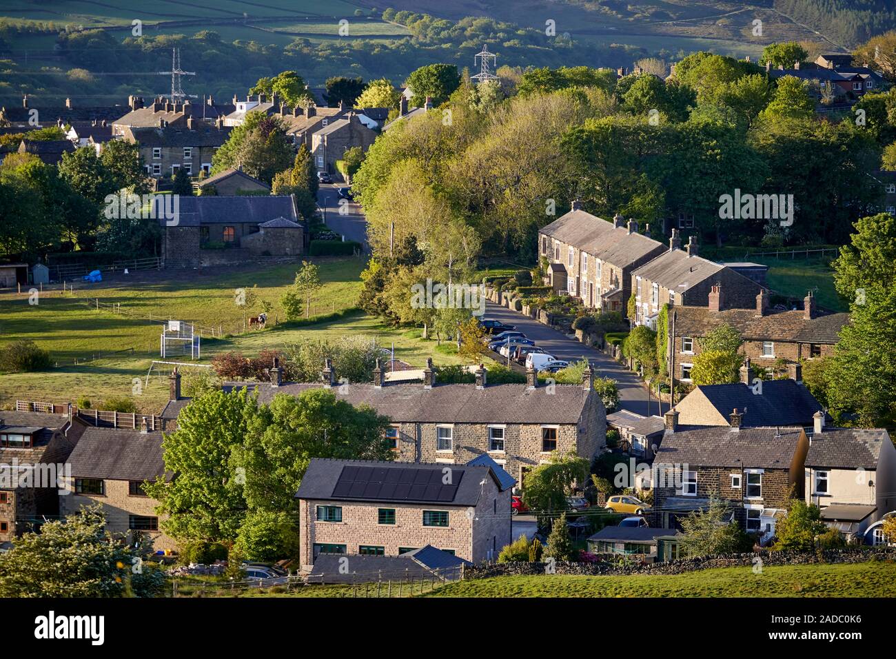 Glossop market town, the High Peak, Derbyshire, England. Looking down ...